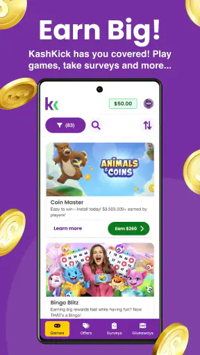 Download KashKick: Get paid to have fun - Appcracy